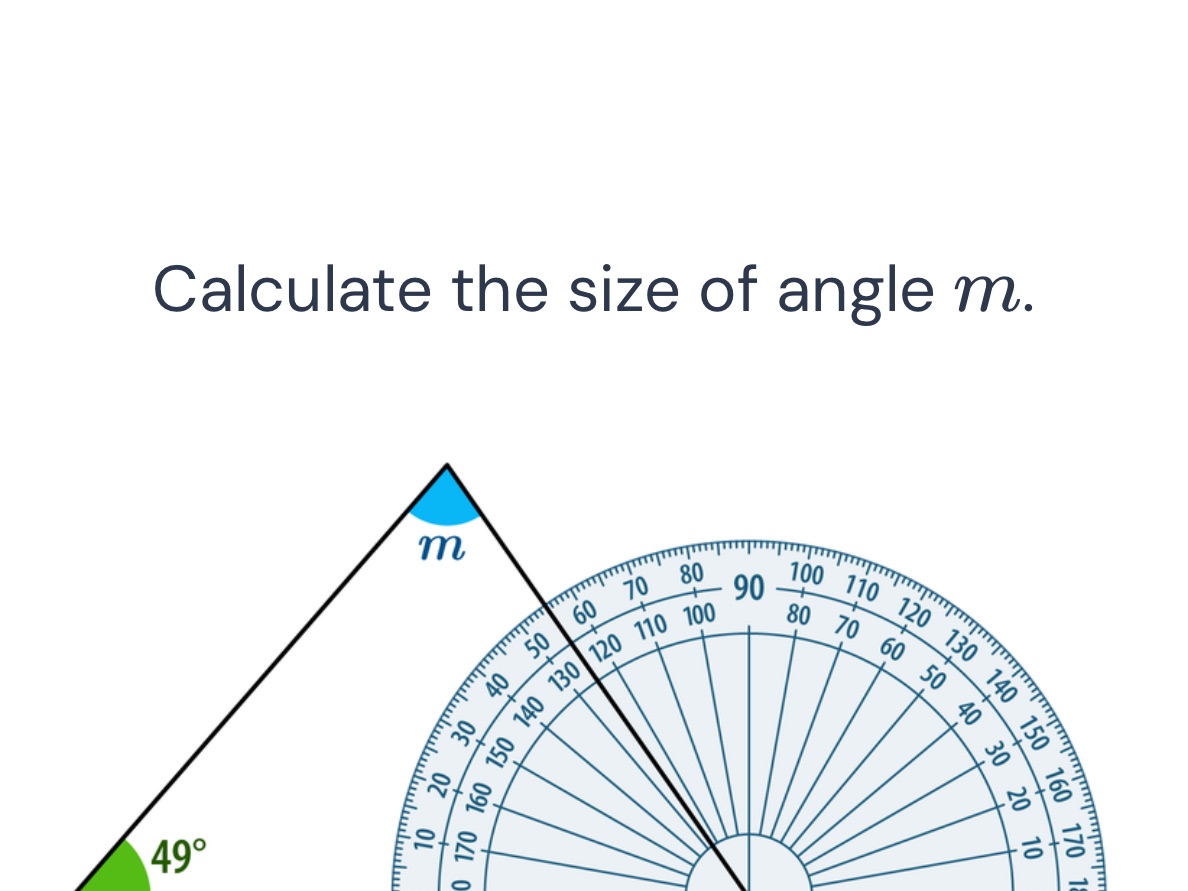 Calculate the size of angle $m$. There is | StudyX