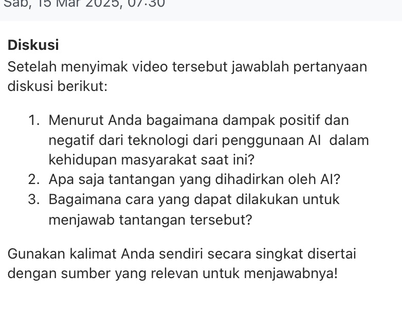 Setelah menyimak video tersebut jawablah | StudyX