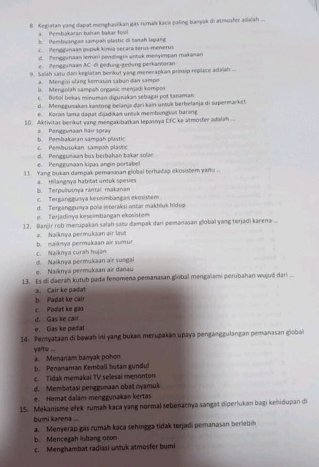 8. Kegiatan yang dapat menghasilkan gas | StudyX