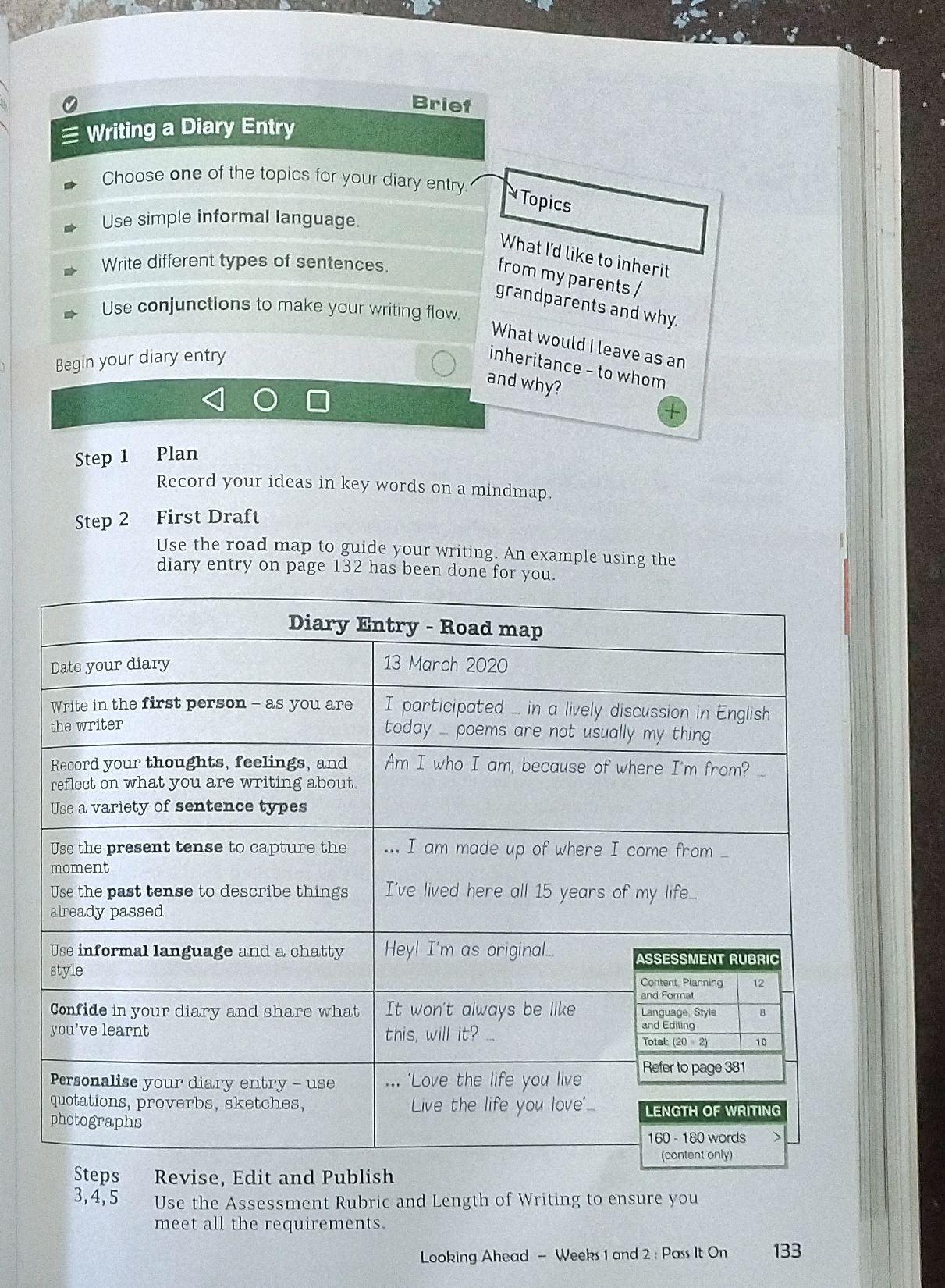 Choose one of the topics for your diary | StudyX