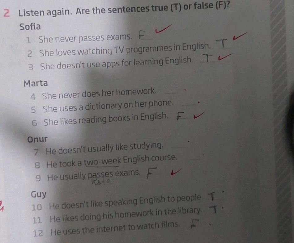 2 Listen again. Are the sentences true (T) | StudyX