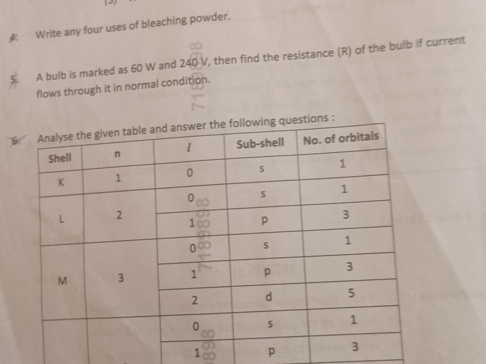 5. A bulb is marked as 60 W and 240 V, then | StudyX