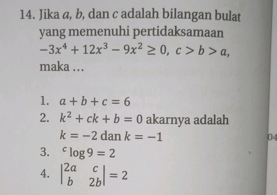14. Jika a, b, dan c adalah bilangan bulat | StudyX