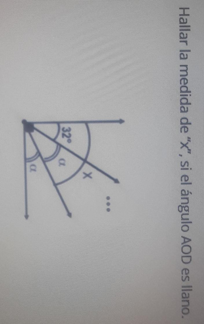 Hallar la medida de "x", si el ángulo AOD es | StudyX