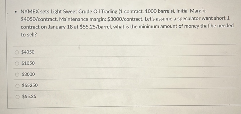 NYMEX sets Light Sweet Crude Oil Trading (1 | StudyX