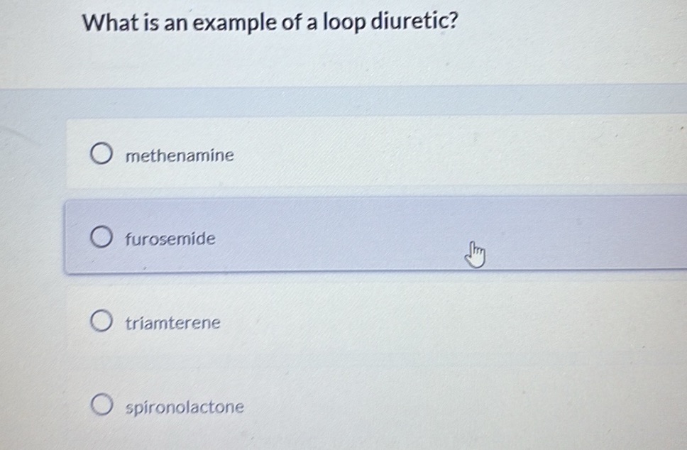 What is an example of a loop diuretic? | StudyX