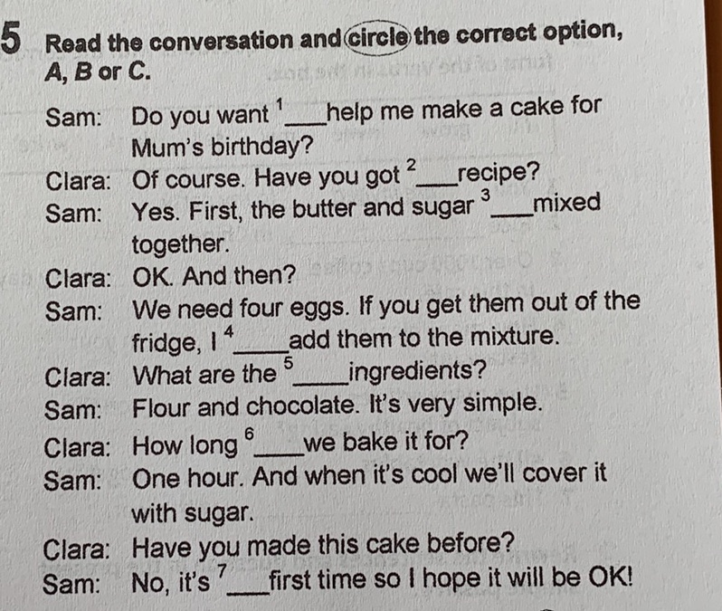 Read the conversation and circle the correct | StudyX