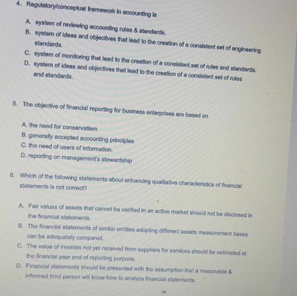 4. Regulatory/conceptual framework in | StudyX