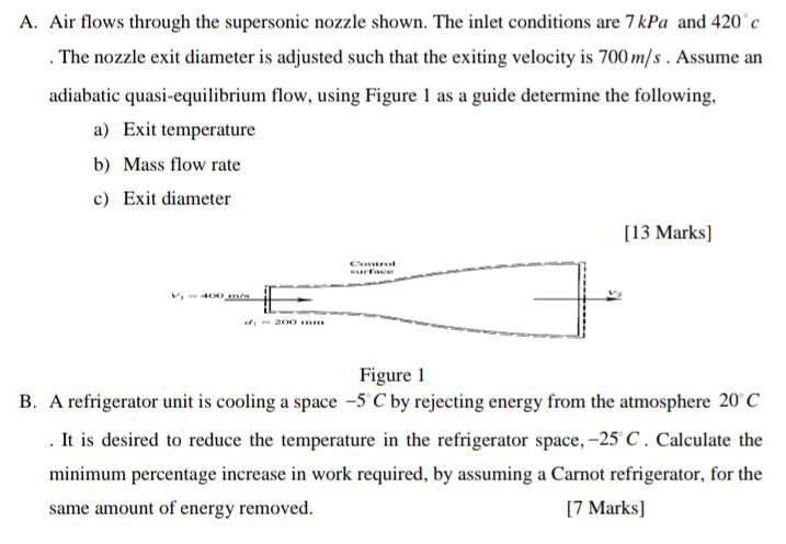 A. Air flows through the supersonic nozzle | StudyX