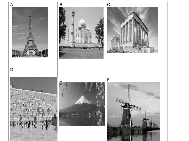 The image shows six different landmarks | StudyX