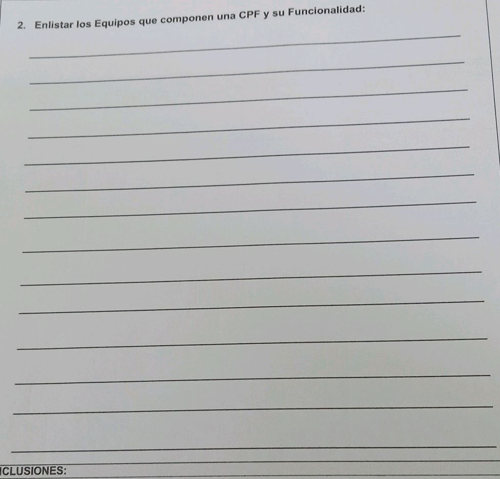 2. Enlistar los Equipos que componen una CPF | StudyX