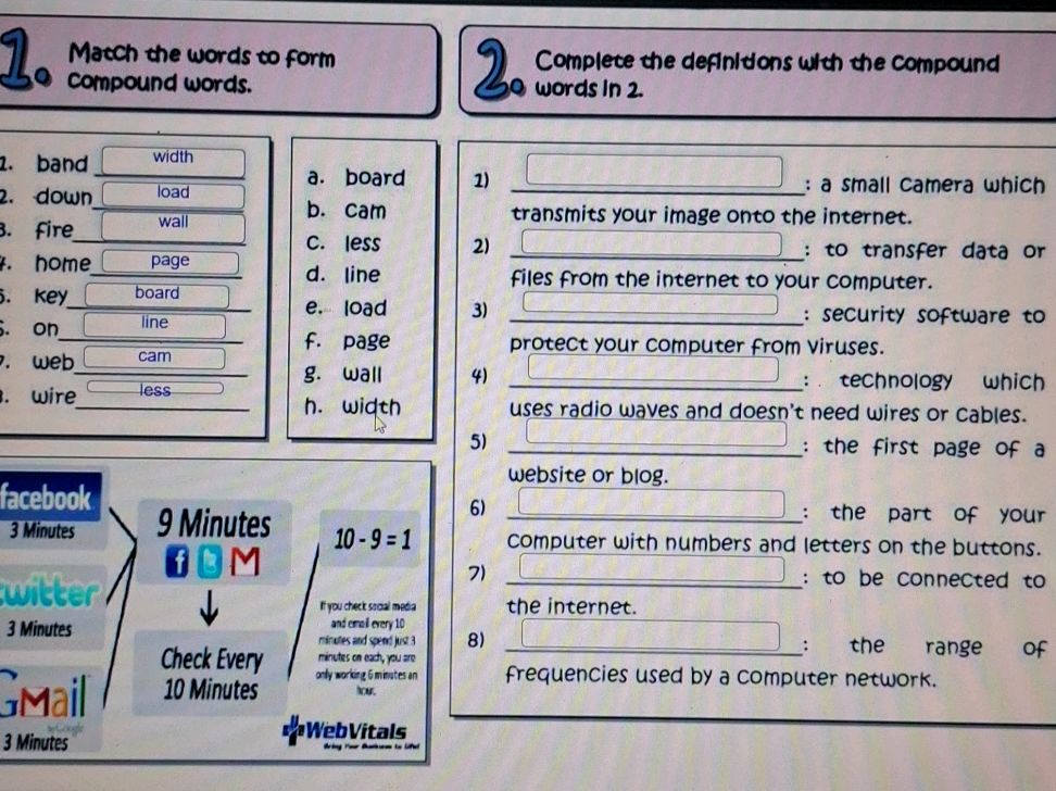 1. Match the words to form compound words. | StudyX