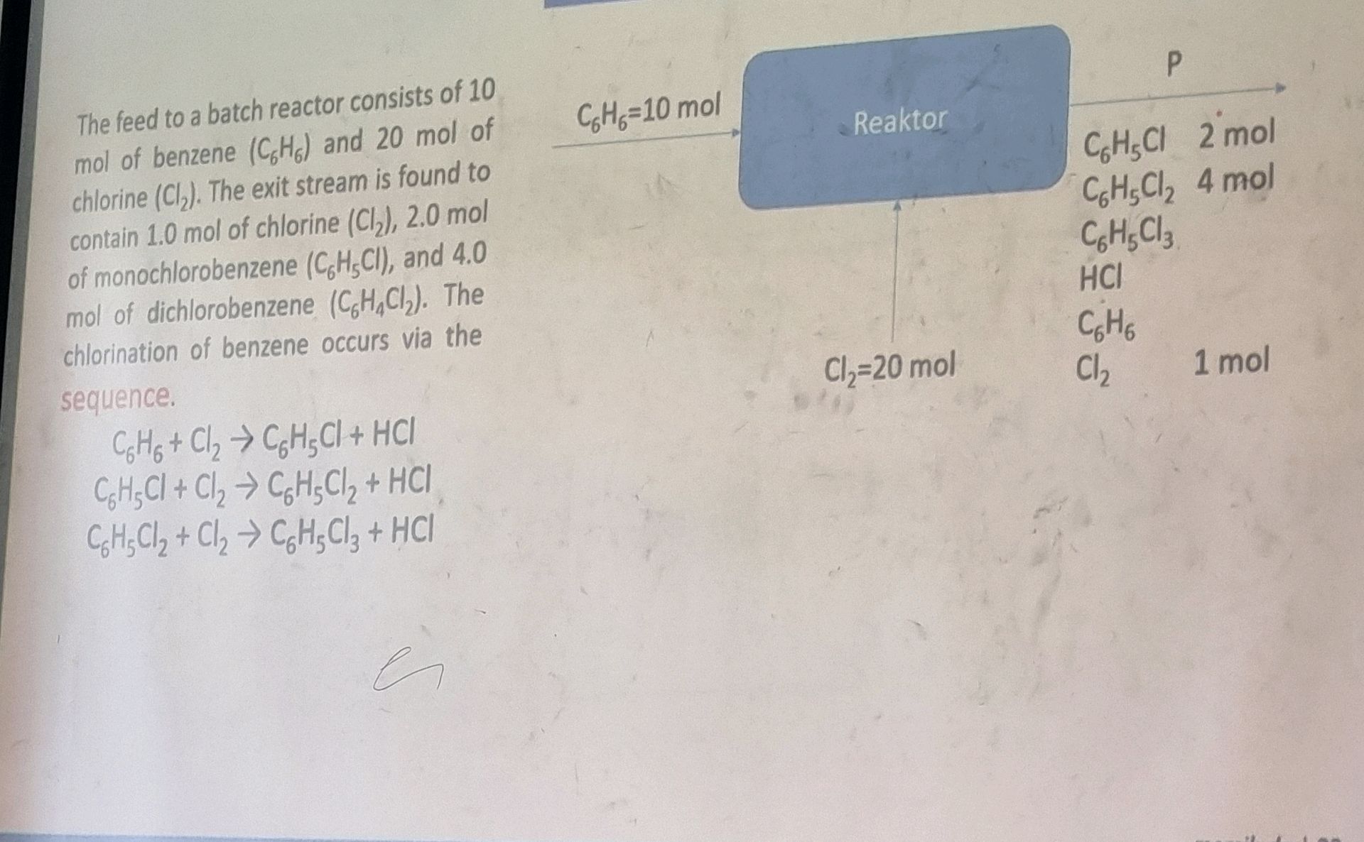 The feed to a batch reactor consists of 10 | StudyX