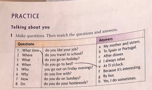 1 Make questions. Then match the questions | StudyX