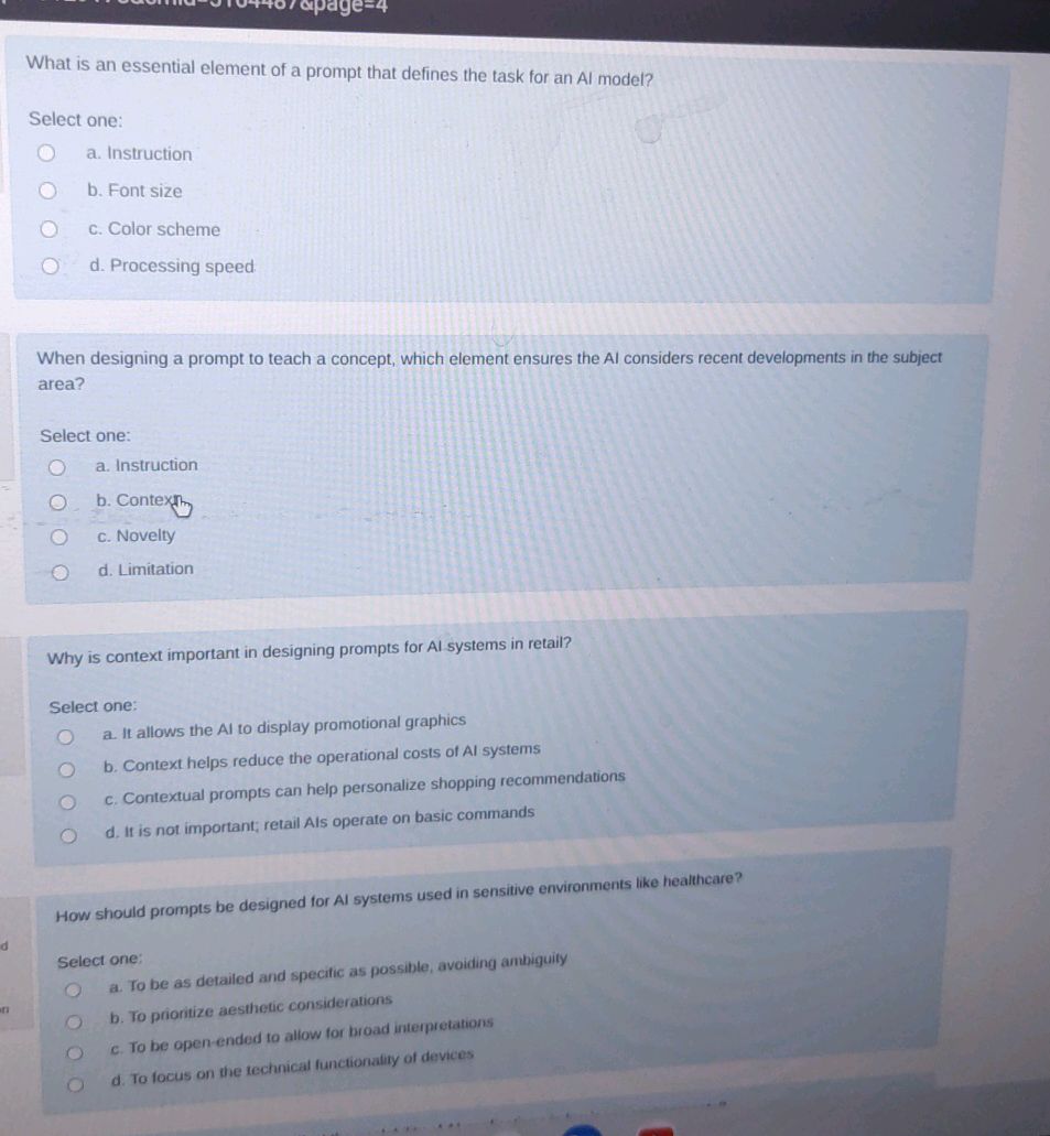 What is an essential element of a prompt | StudyX