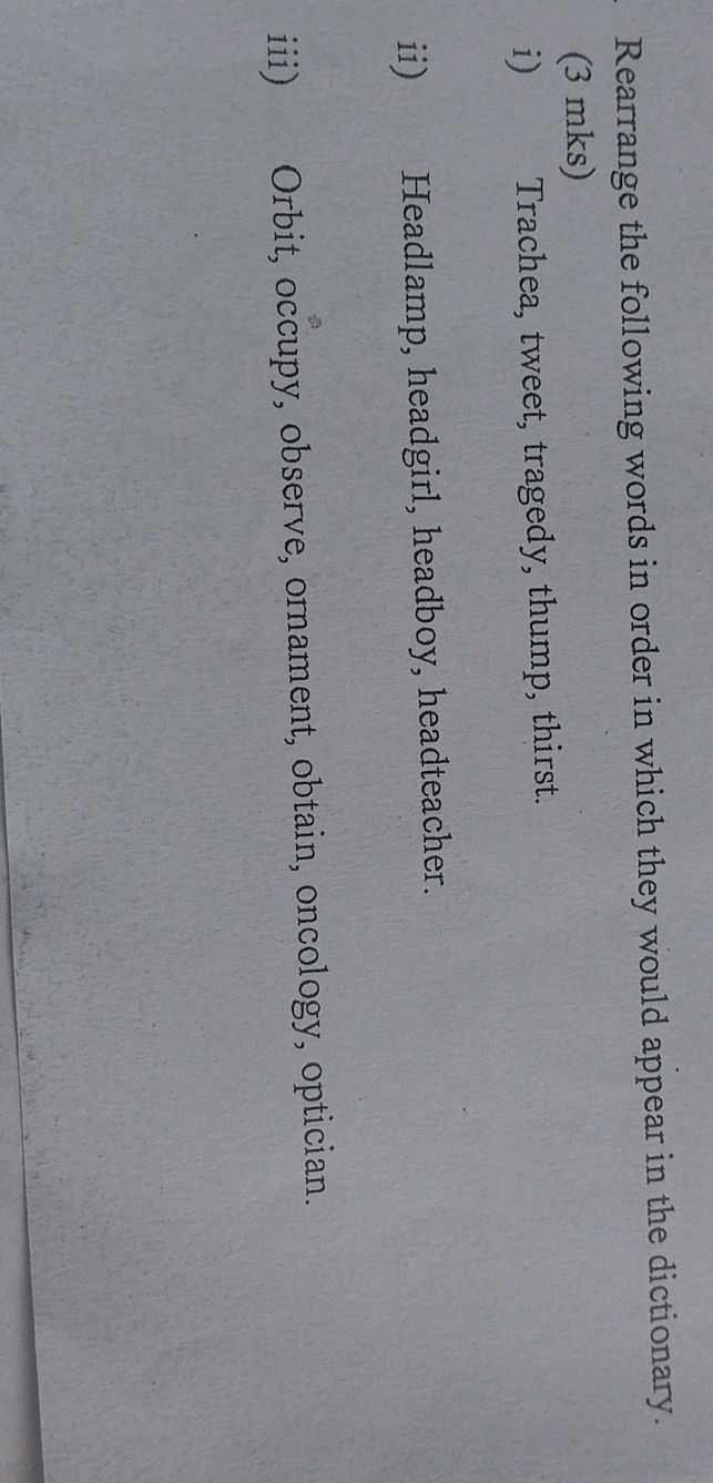 Rearrange the following words in order in | StudyX