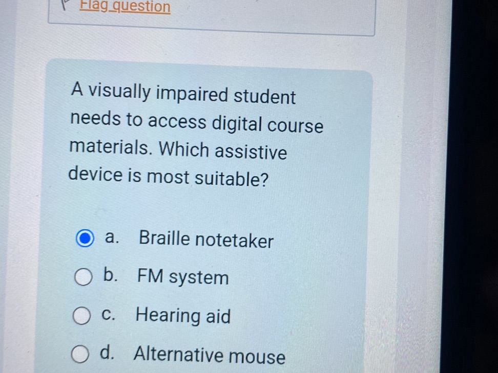 A visually impaired student needs to access | StudyX