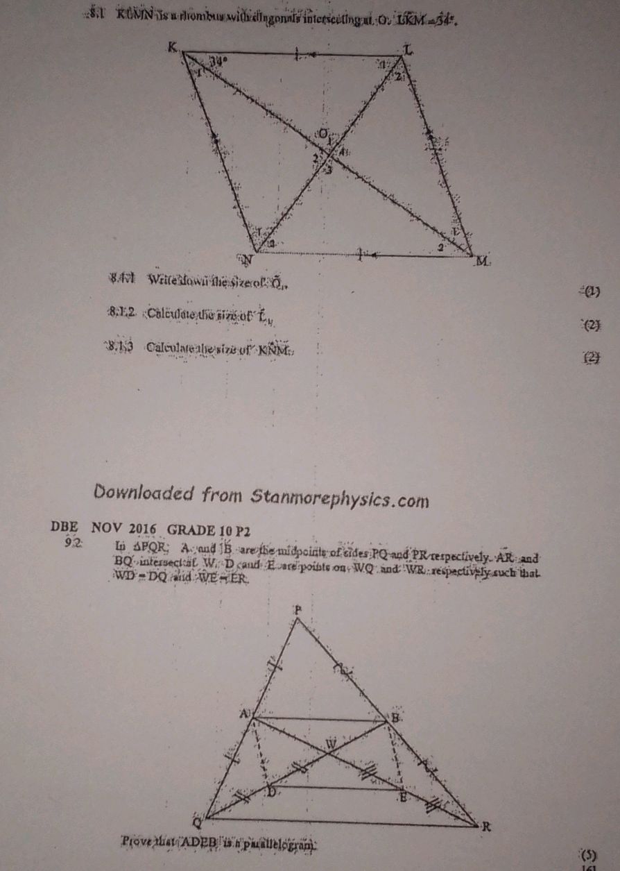 8.1 KMNL is a rhombus with diagonals | StudyX