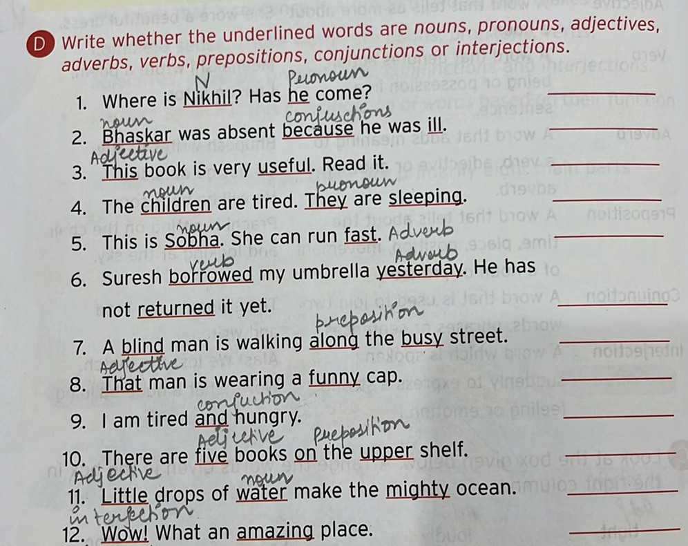Write whether the underlined words are | StudyX