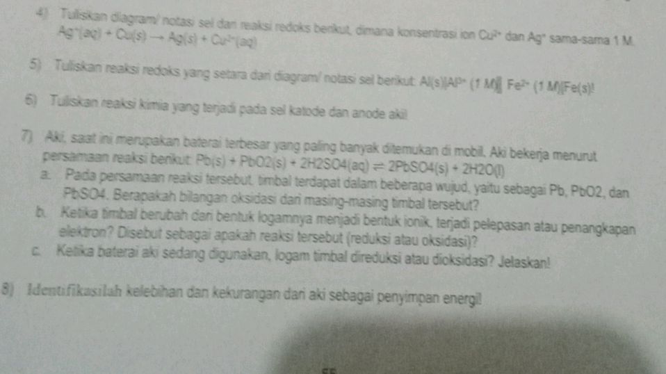 4) Tuliskan diagram/ notasi sel dan reaksi | StudyX