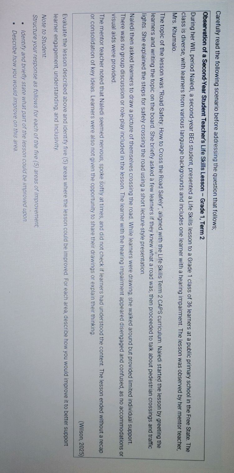 Evaluate the lesson described above and | StudyX