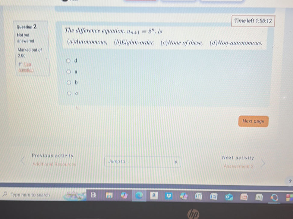 The difference equation, $u_{n+1} = 8^n$, is | StudyX