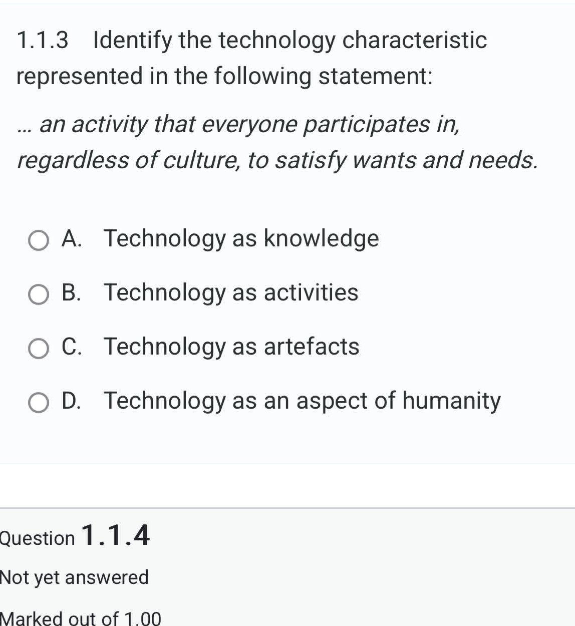 1.1.3 Identify the technology characteristic | StudyX