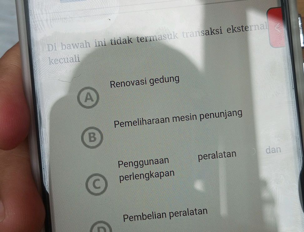 Di bawah ini tidak termasuk transaksi | StudyX