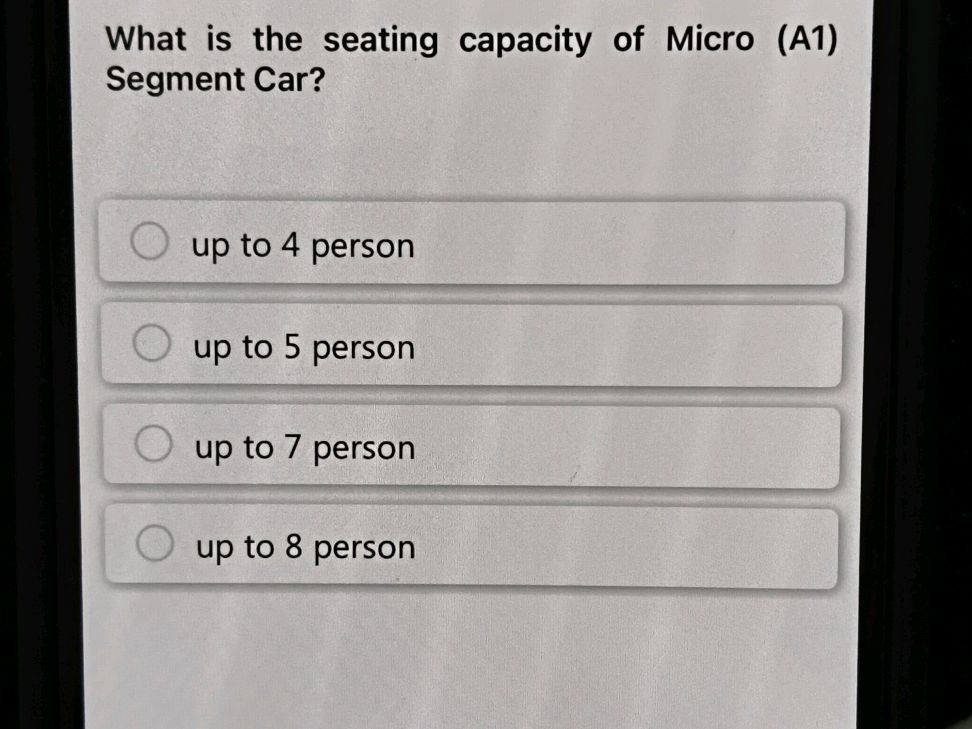 What is the seating capacity of Micro (A1) | StudyX