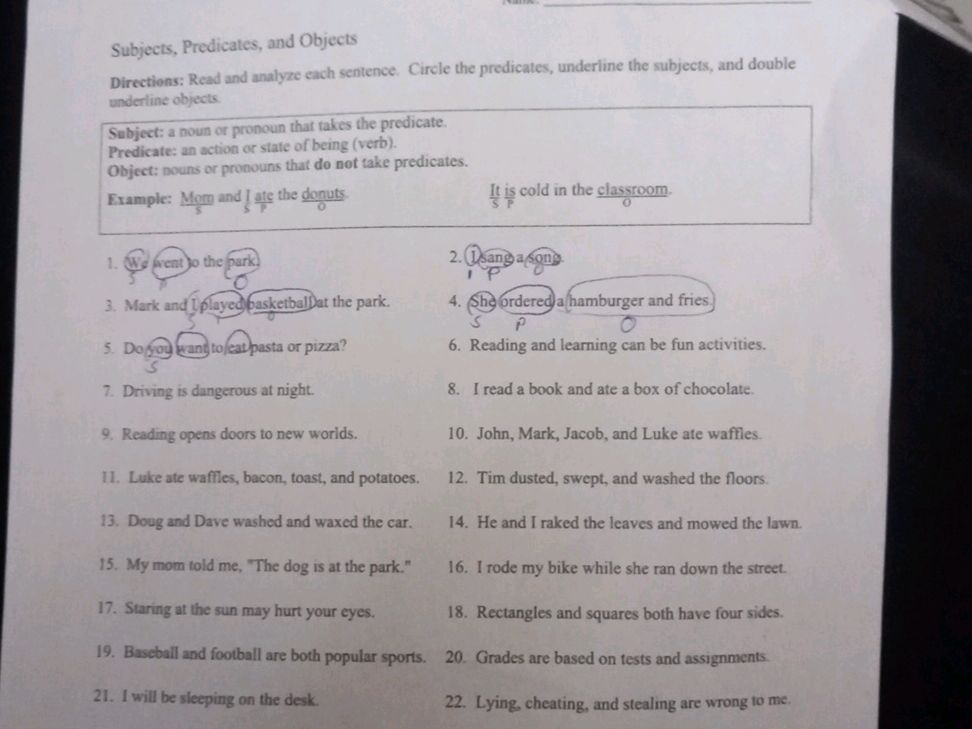 Directions: Read and analyze each sentence. | StudyX