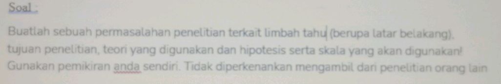 Soal: Buatlah sebuah permasalahan | StudyX