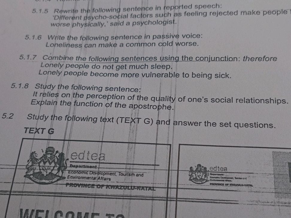 5.1.5 Rewrite the following sentence in | StudyX