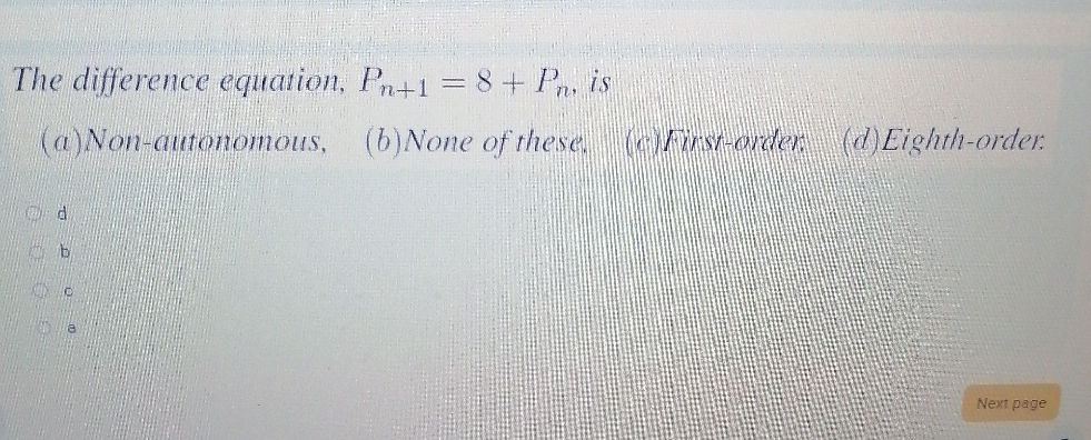 The difference equation, $P_{n+1} = 8 + | StudyX