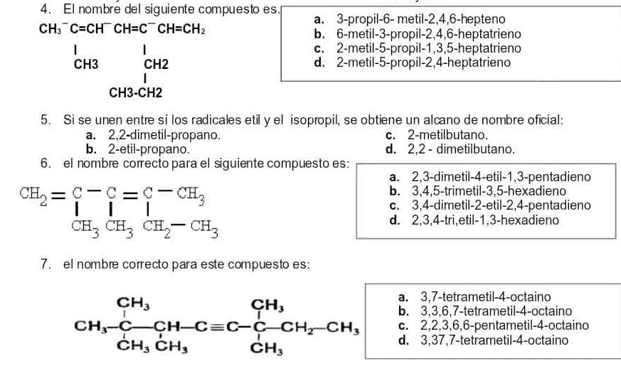 4. El nombre del siguiente compuesto es: | StudyX