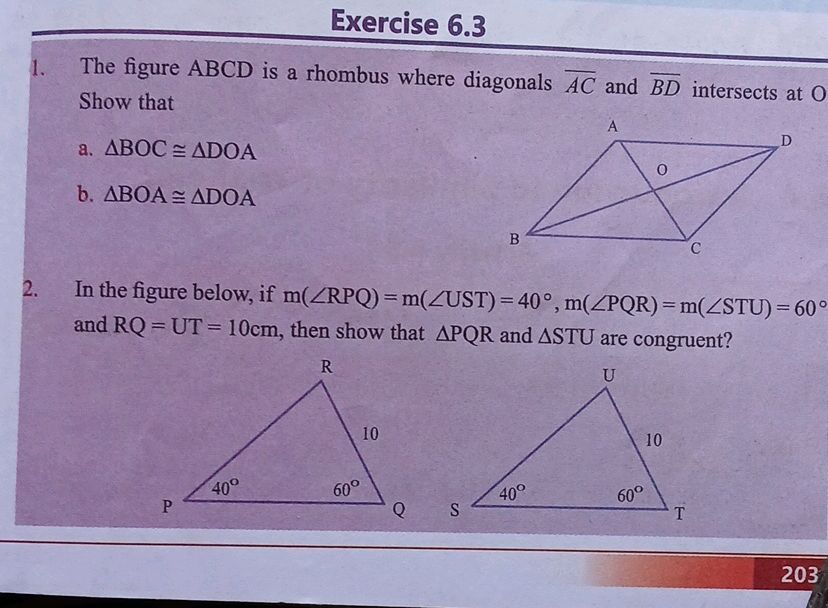 1. The figure ABCD is a rhombus where | StudyX