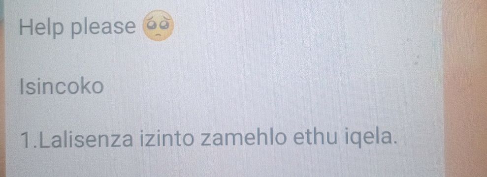 Isincoko 1. Lalisenza izinto zamehlo ethu | StudyX