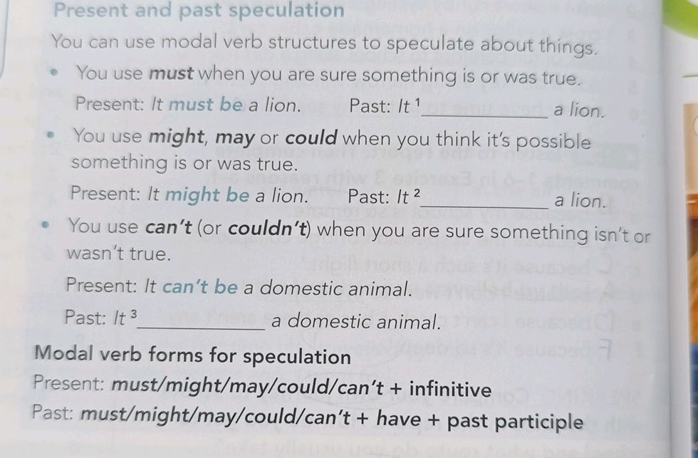 Present and past speculation You can use | StudyX