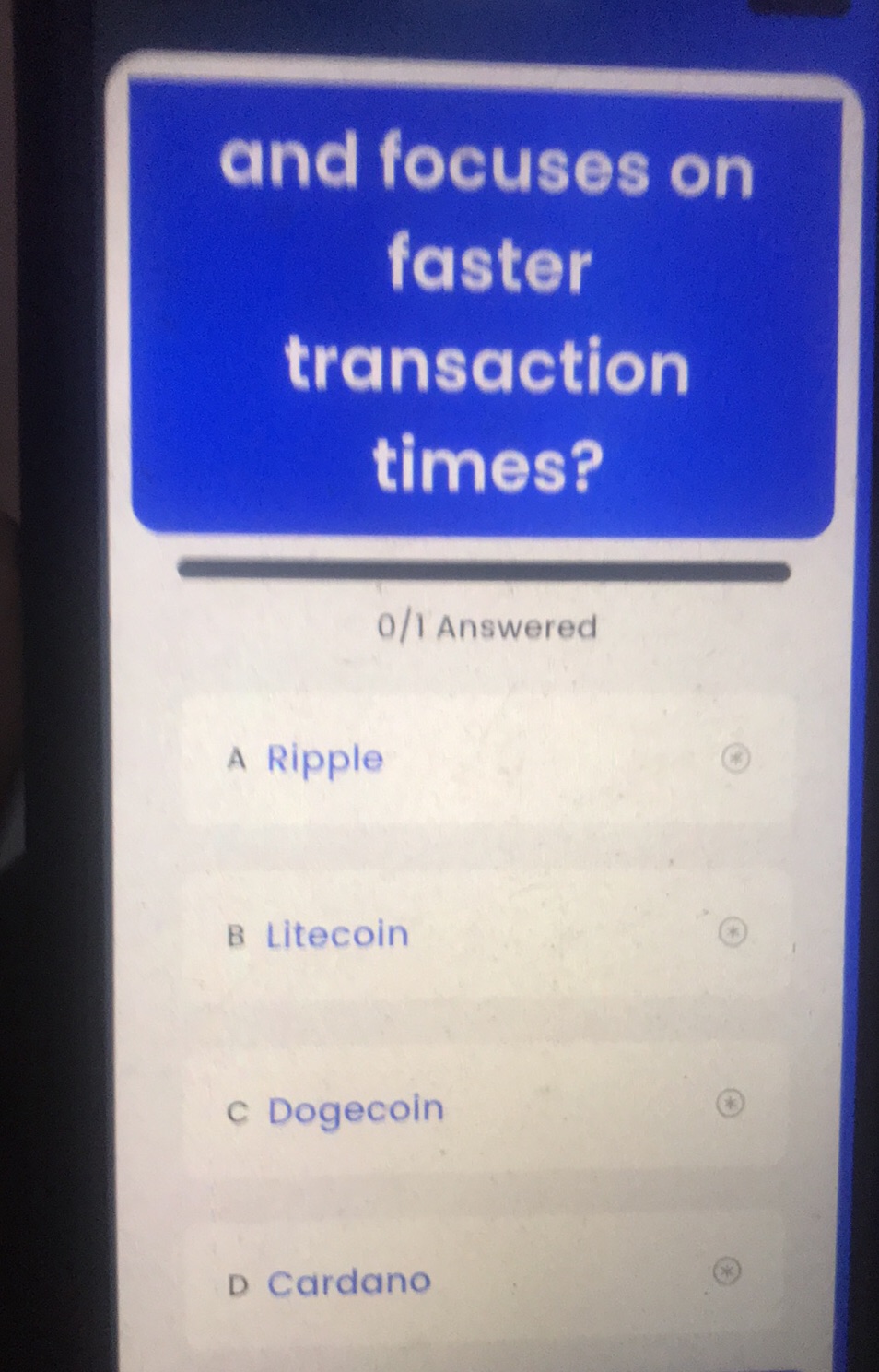 and focuses on faster transaction times? A | StudyX