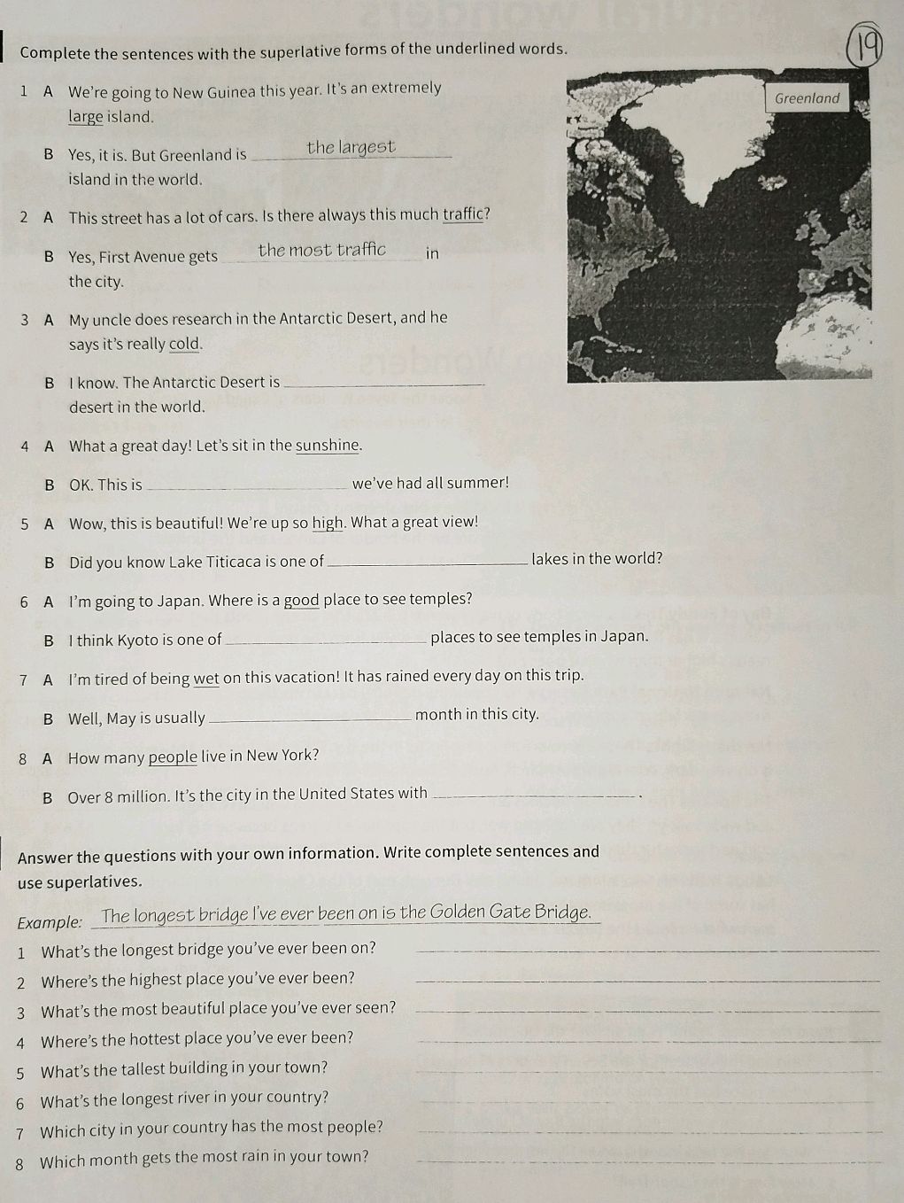 Complete the sentences with the superlative | StudyX