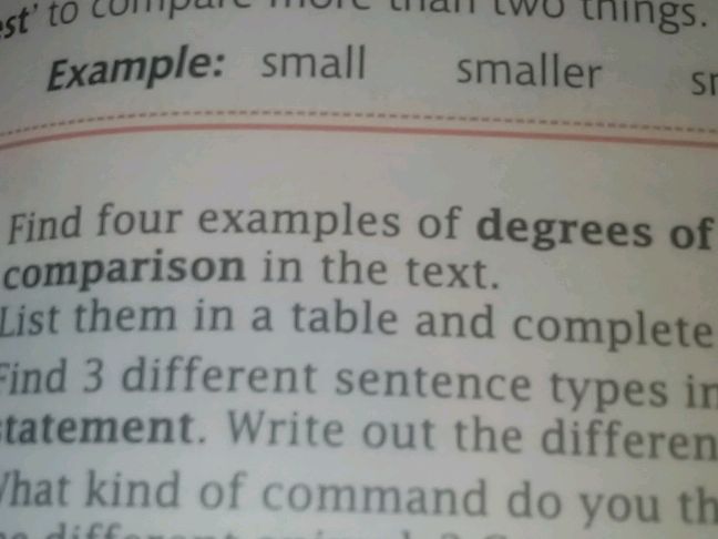 Find four examples of degrees of comparison | StudyX