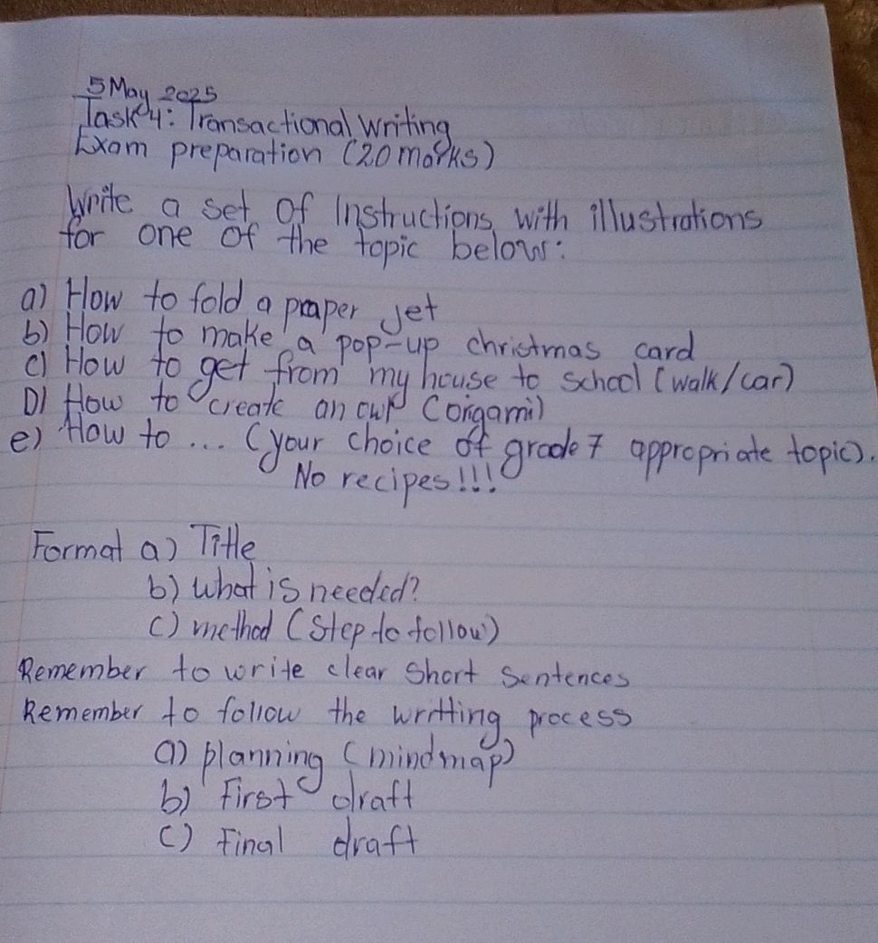 Write a set of instructions with | StudyX