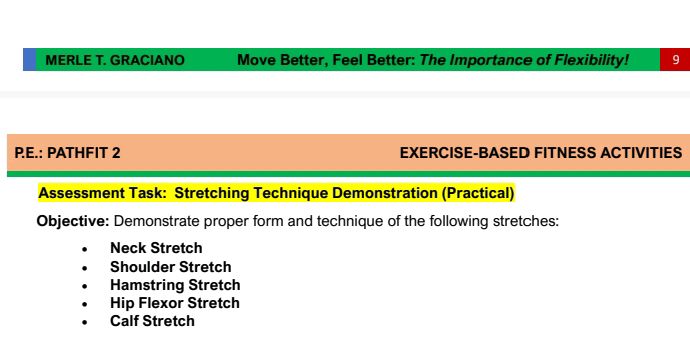 Assessment Task: Stretching Technique | StudyX