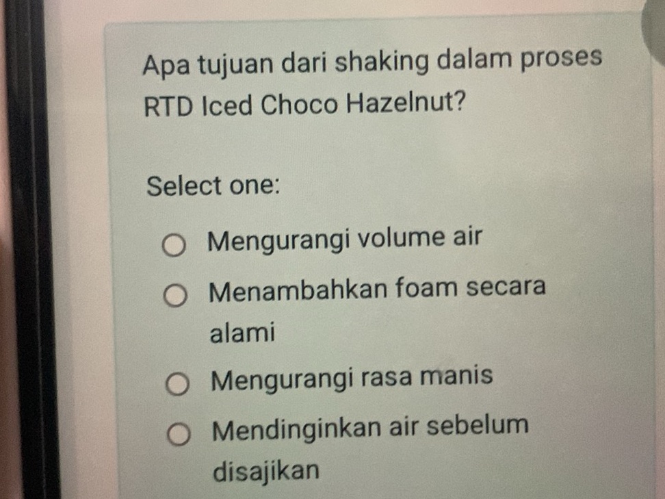 Apa tujuan dari shaking dalam proses RTD | StudyX