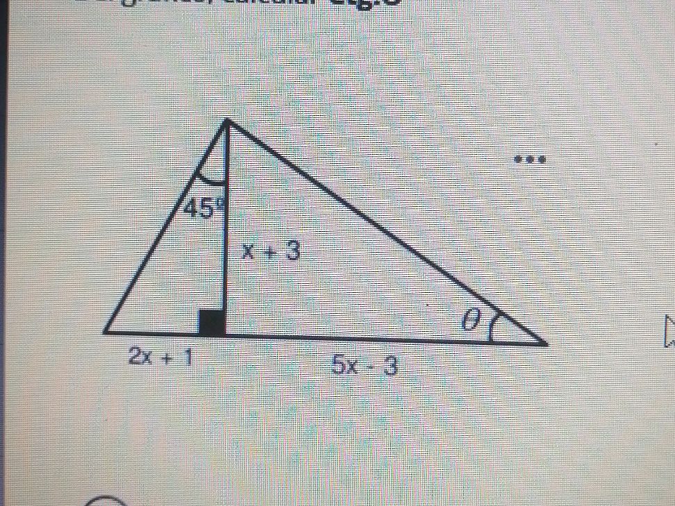 The image shows a triangle with the | StudyX