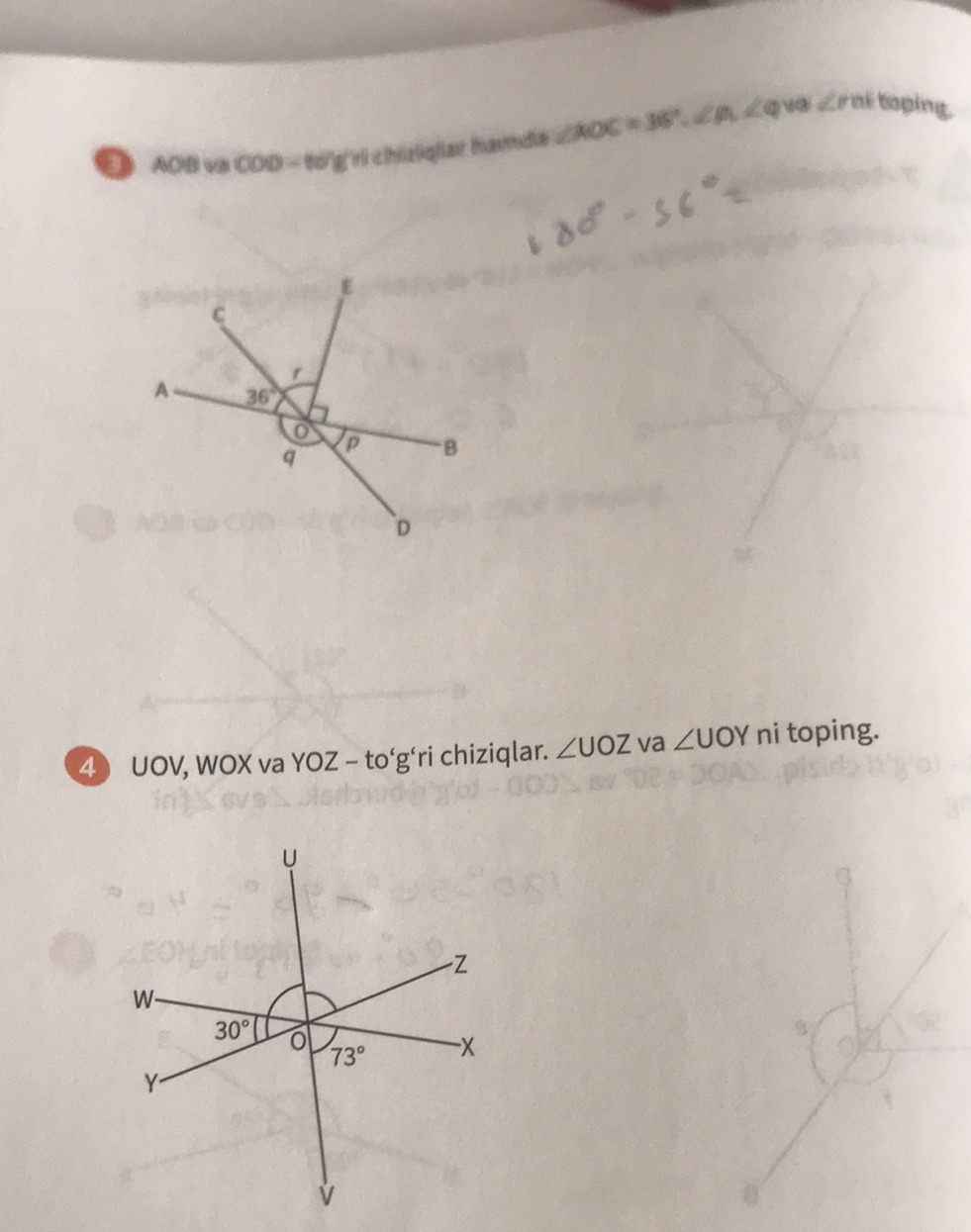 3. AOB va COD - to'g'ri chiziqlar hamda ∠AOC | StudyX