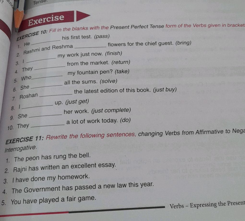 EXERCISE 10: Fill in the blanks with the | StudyX