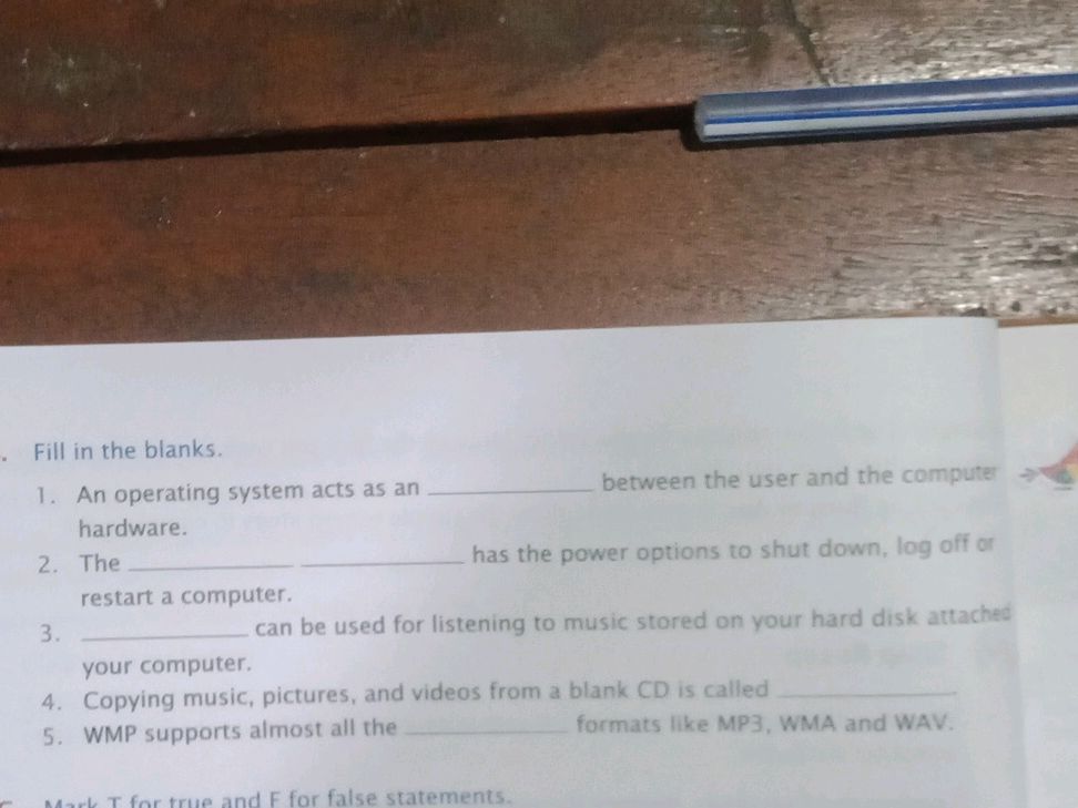 Fill in the blanks. 1. An operating system | StudyX