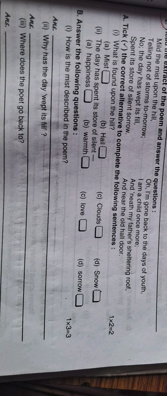A. Tick ( ) the correct alternative to | StudyX