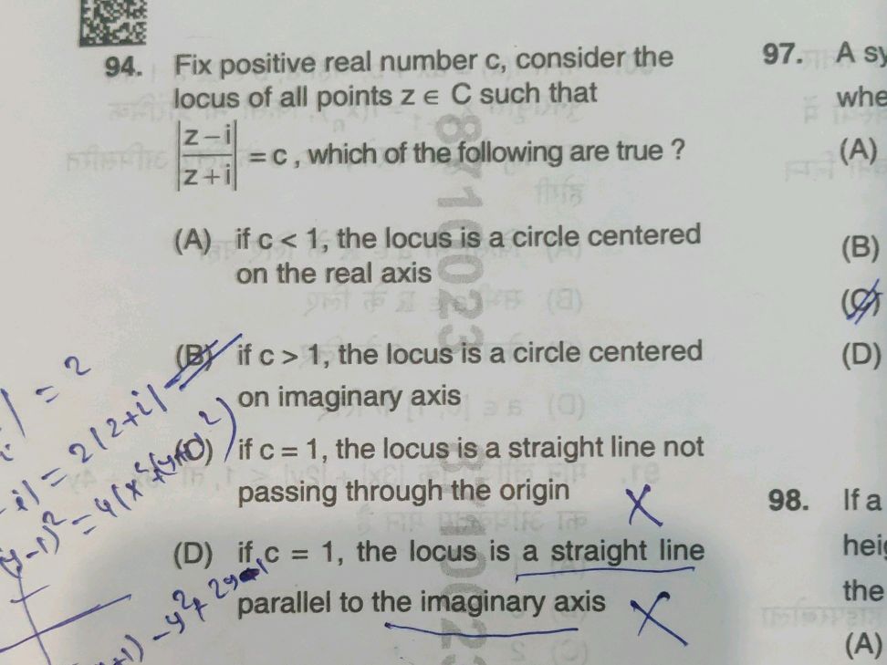94. Fix positive real number c, consider the | StudyX