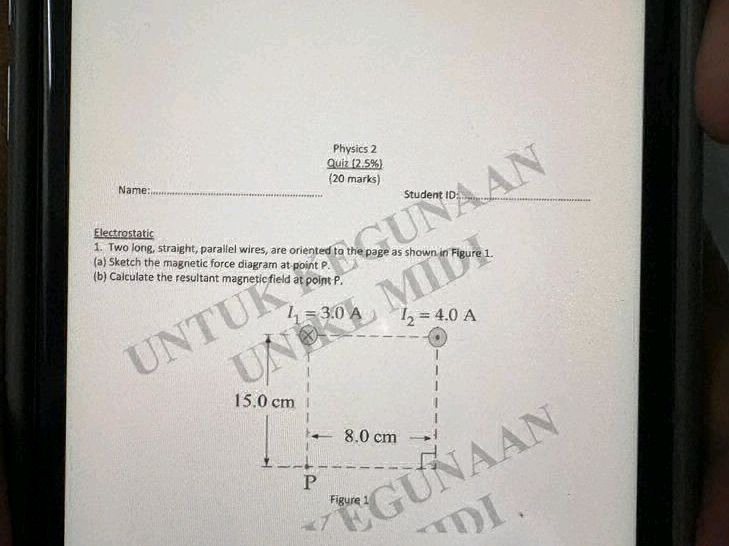 1. Two long, straight, parallel wires, are | StudyX